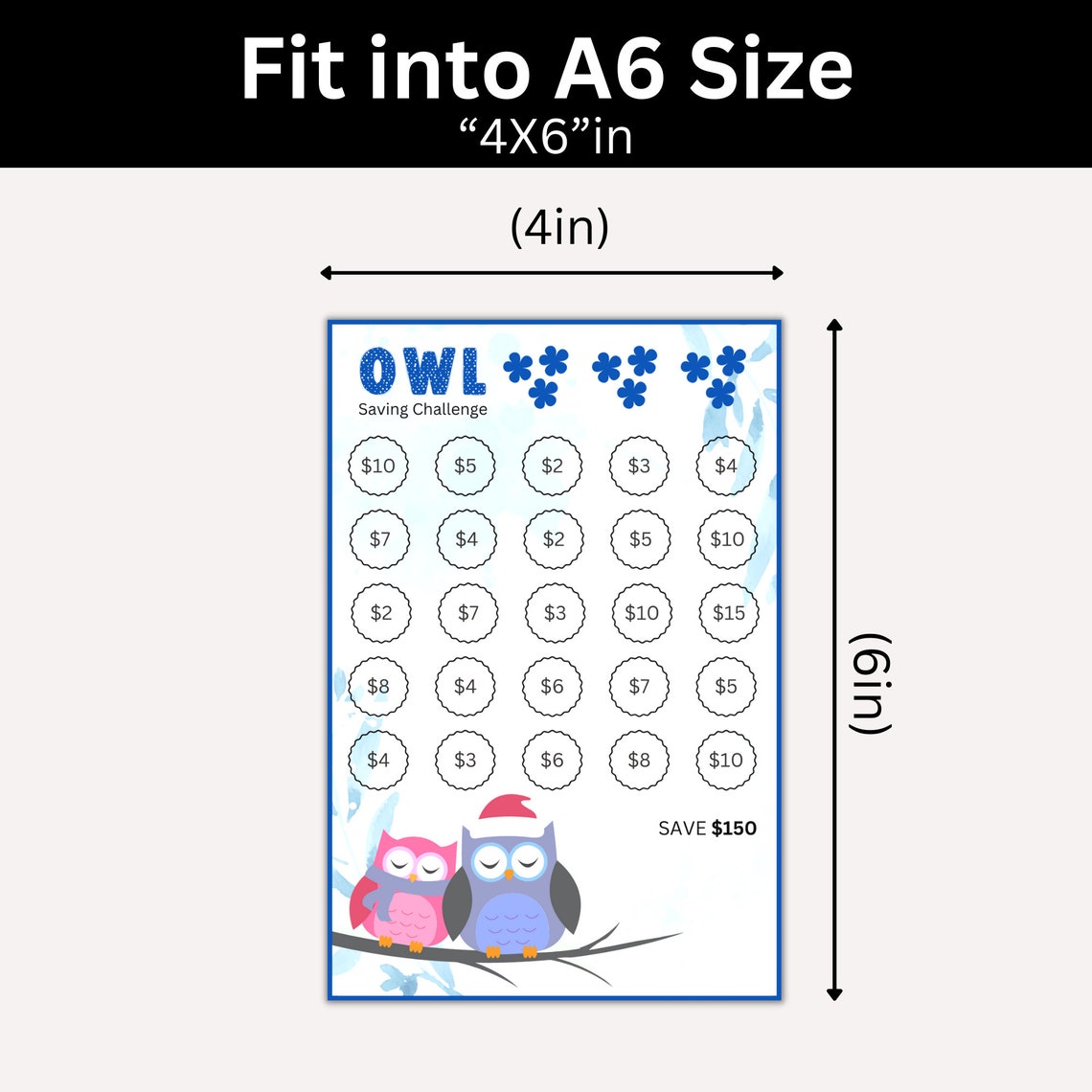 Buy Mini Owl Savings Challenge Printable, Money Saving Tracker Bundle ...