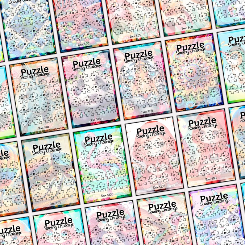 Mini Puzzle Savings Challenge Printable Bundle, A6 Puzzle Saving ...