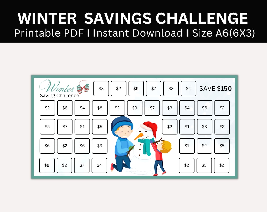 Winter Savings Challenge Printable, Winters Money Saving Challenges ...