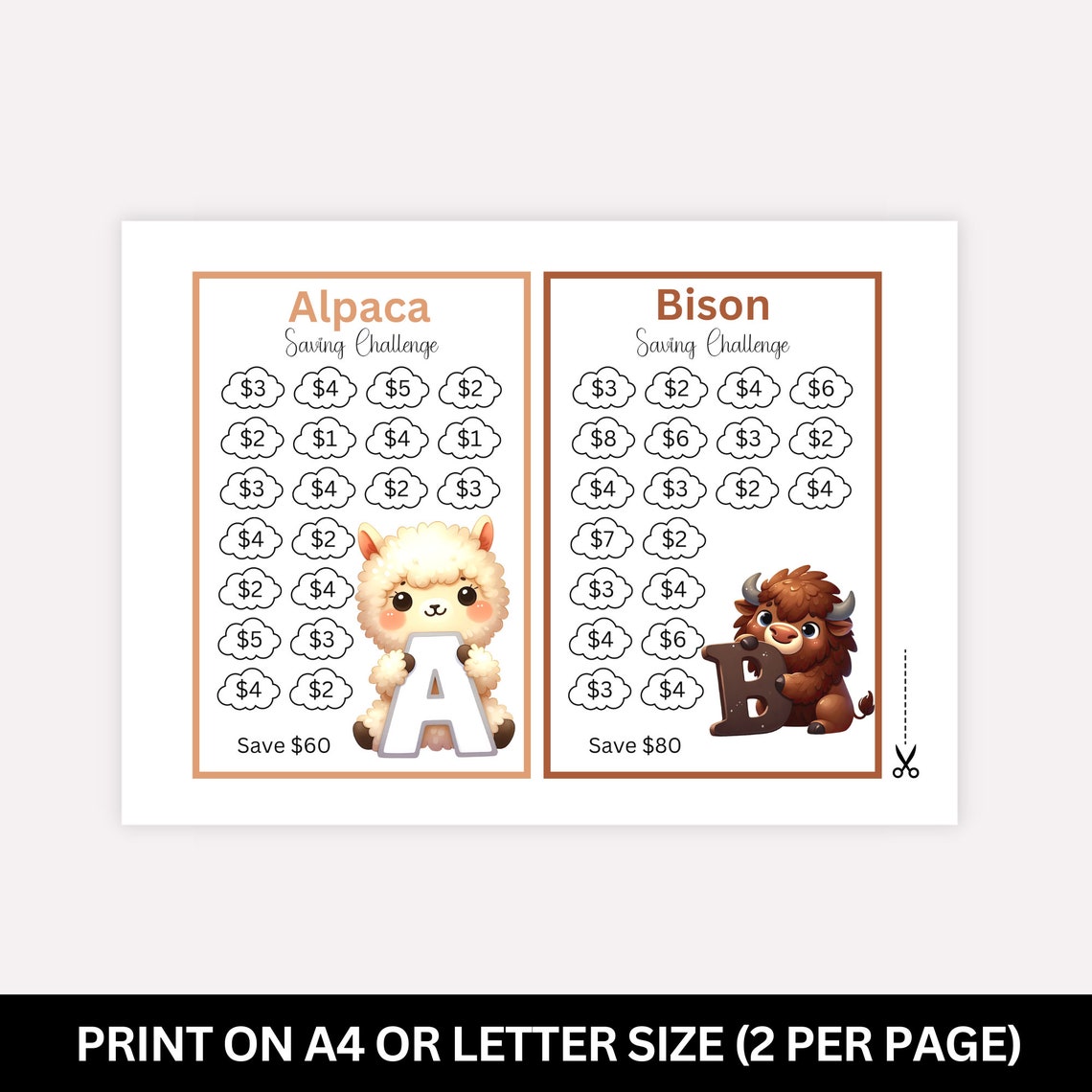 A6 Alphabet Low Income Savings Challenge Printable, Alphabets Saving ...