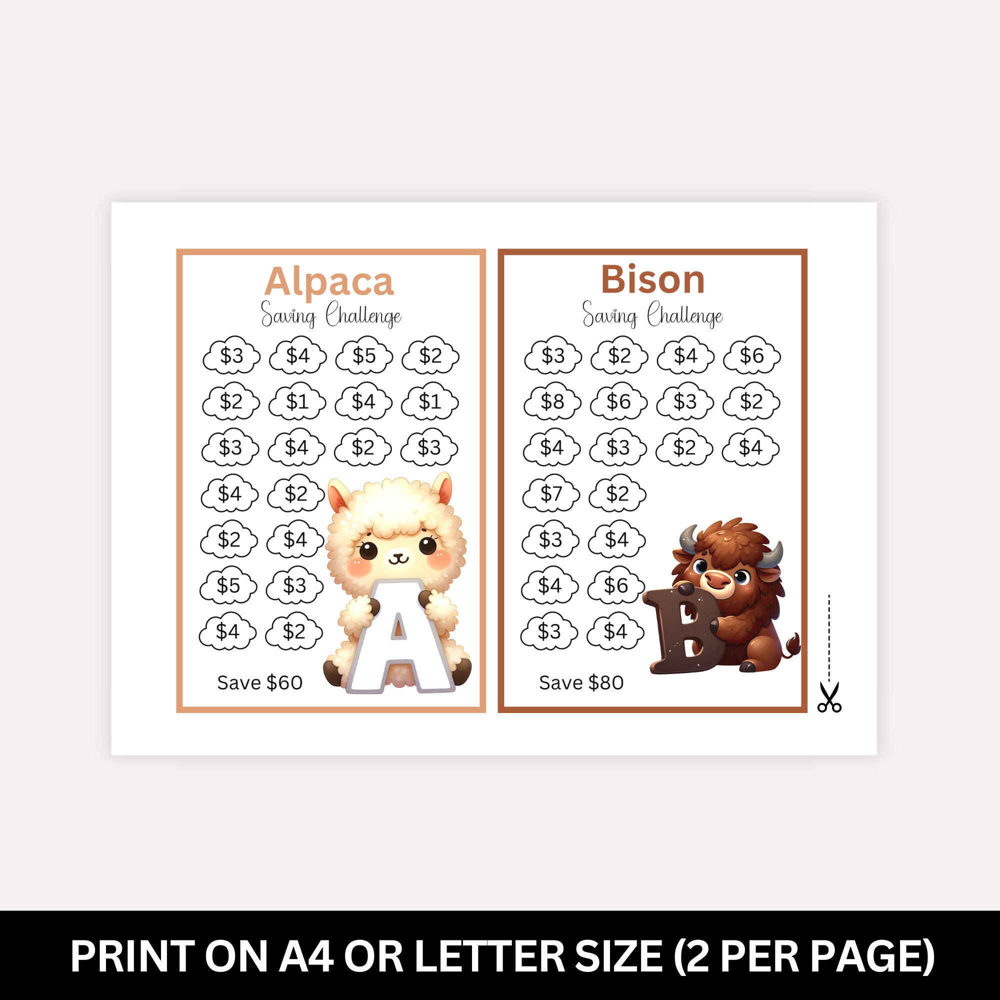 A6 Alphabet Low Income Savings Challenge Printable, Alphabets Saving ...