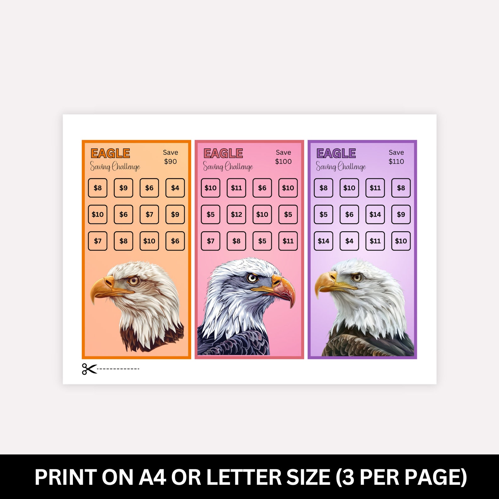 Eagle Savings Challenge Printable, Mini A6 Eagles Saving Challenge, A6 ...