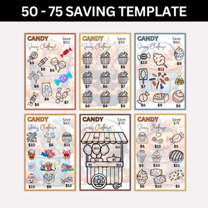A6 Candy Savings Challenge Printable Bundle, Low Income Candy Saving ...