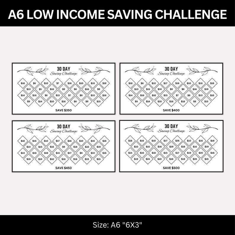 Low Income Saving Challenge Printable Mini A6 Saving - Etsy
