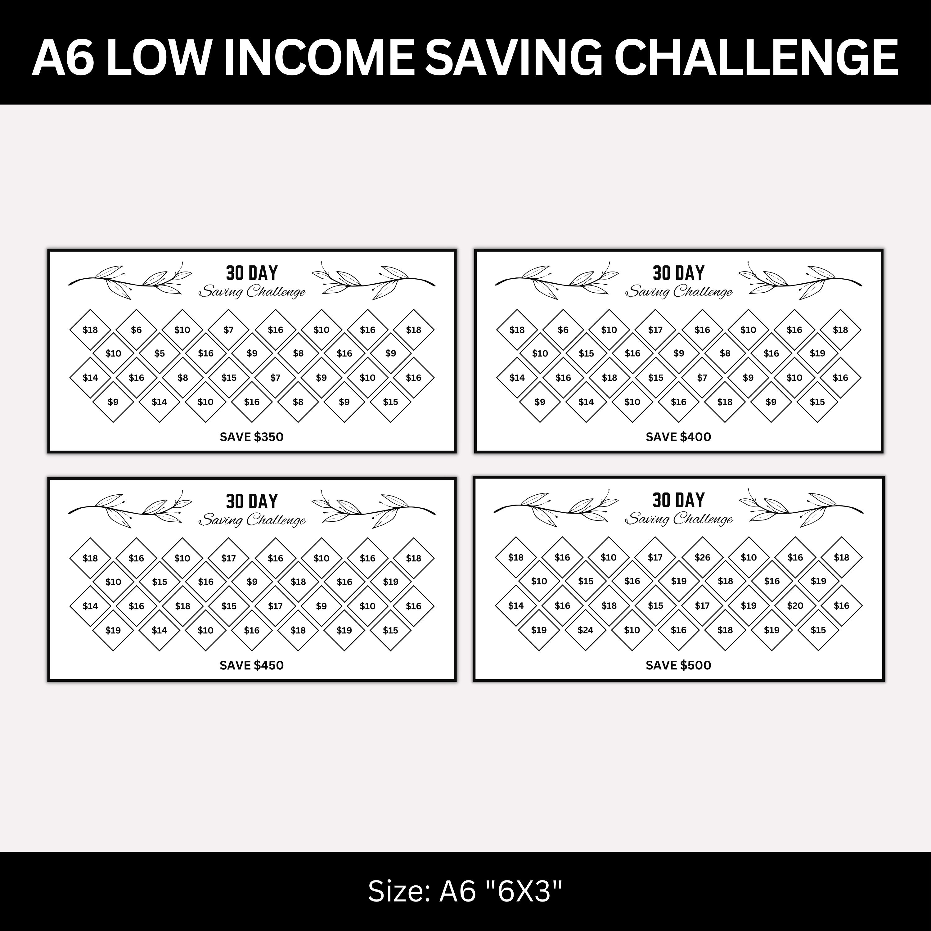 Low Income Saving Challenge Printable Mini A6 Saving - Etsy