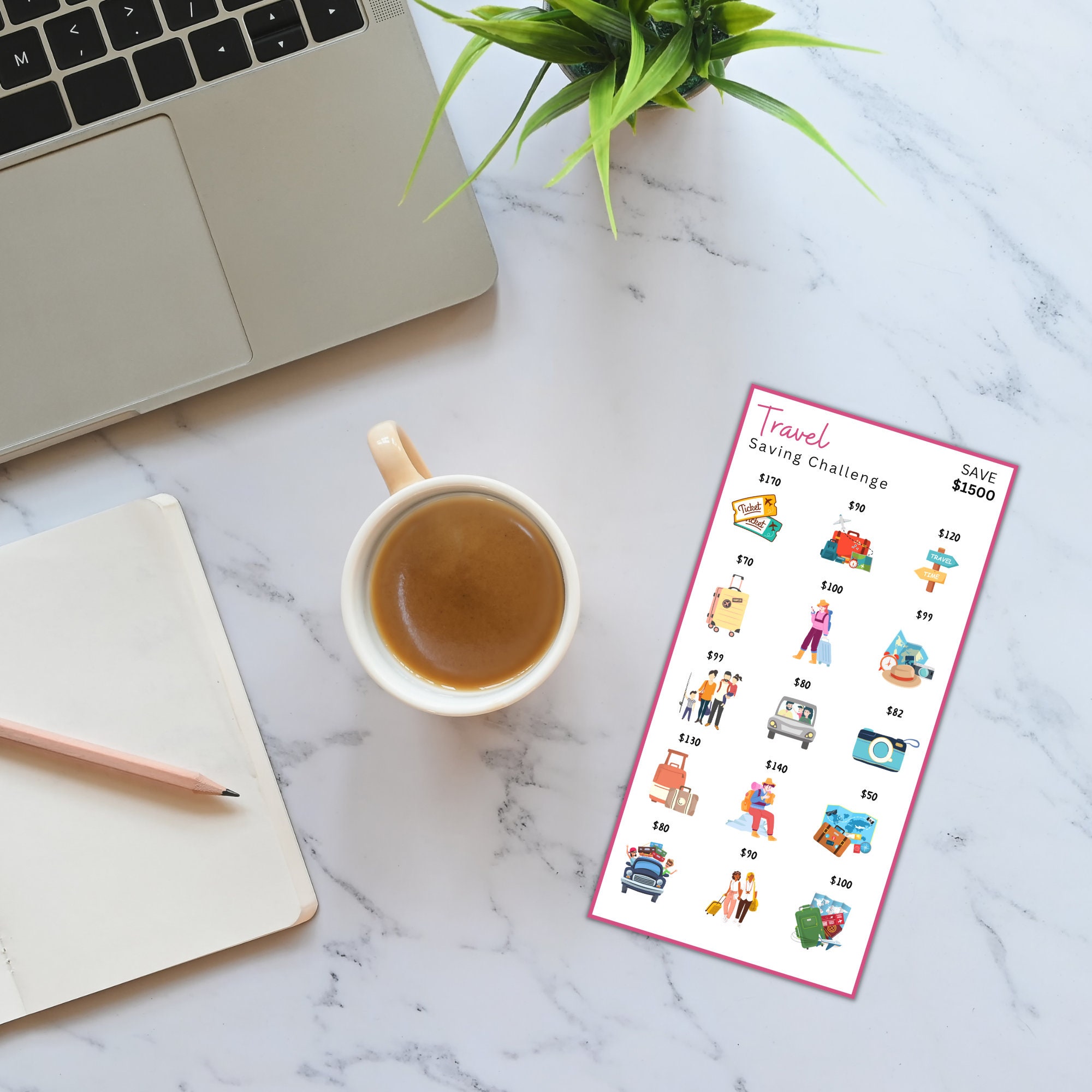 Travel Savings Challenge Printable, Vacation Savings Challenge, Money ...