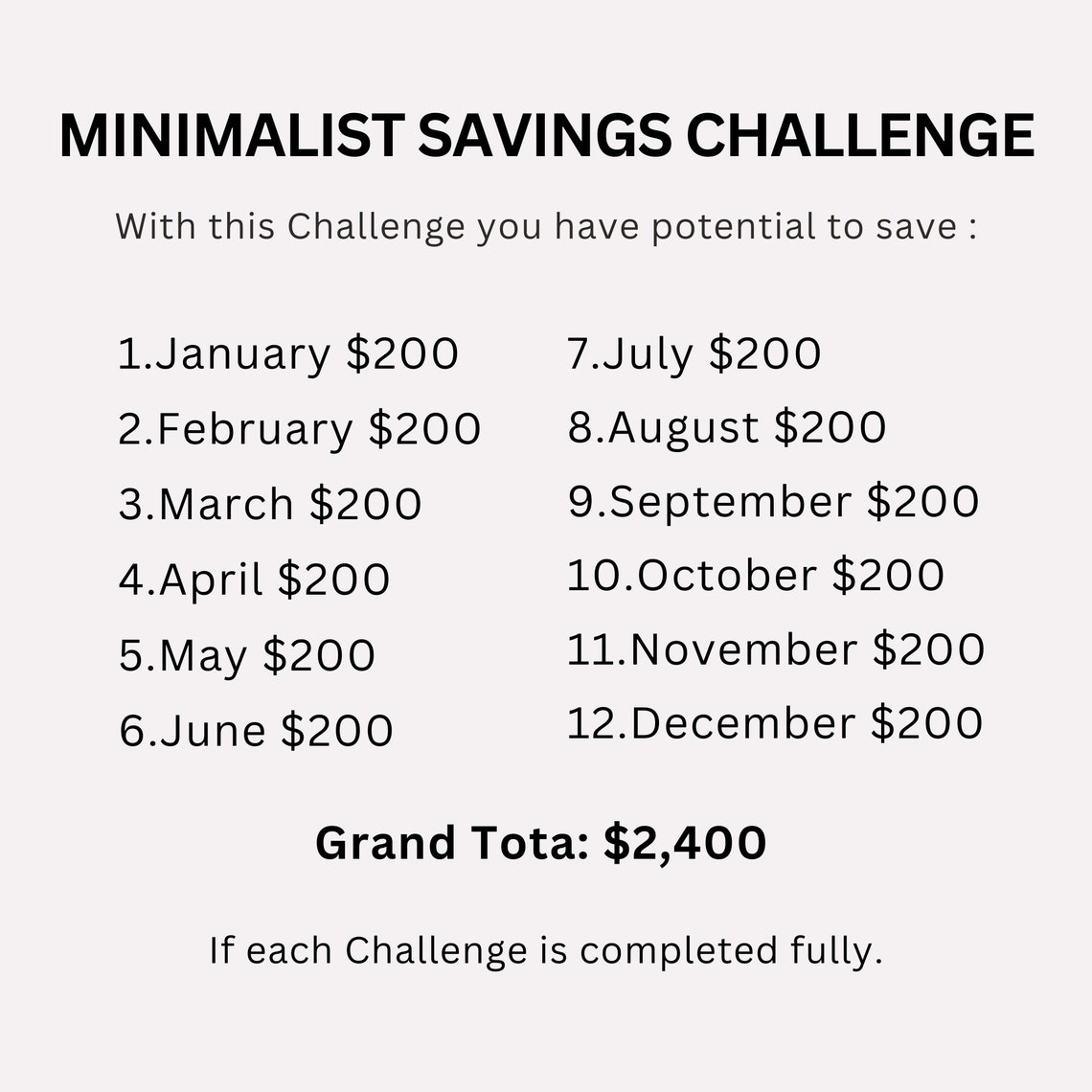 Low Income Savings Challenge Printable, Monthly Saving Challenges, Mini ...