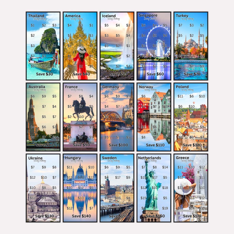 50 Country Travel Vacation Savings Challenge Budget Binder ...