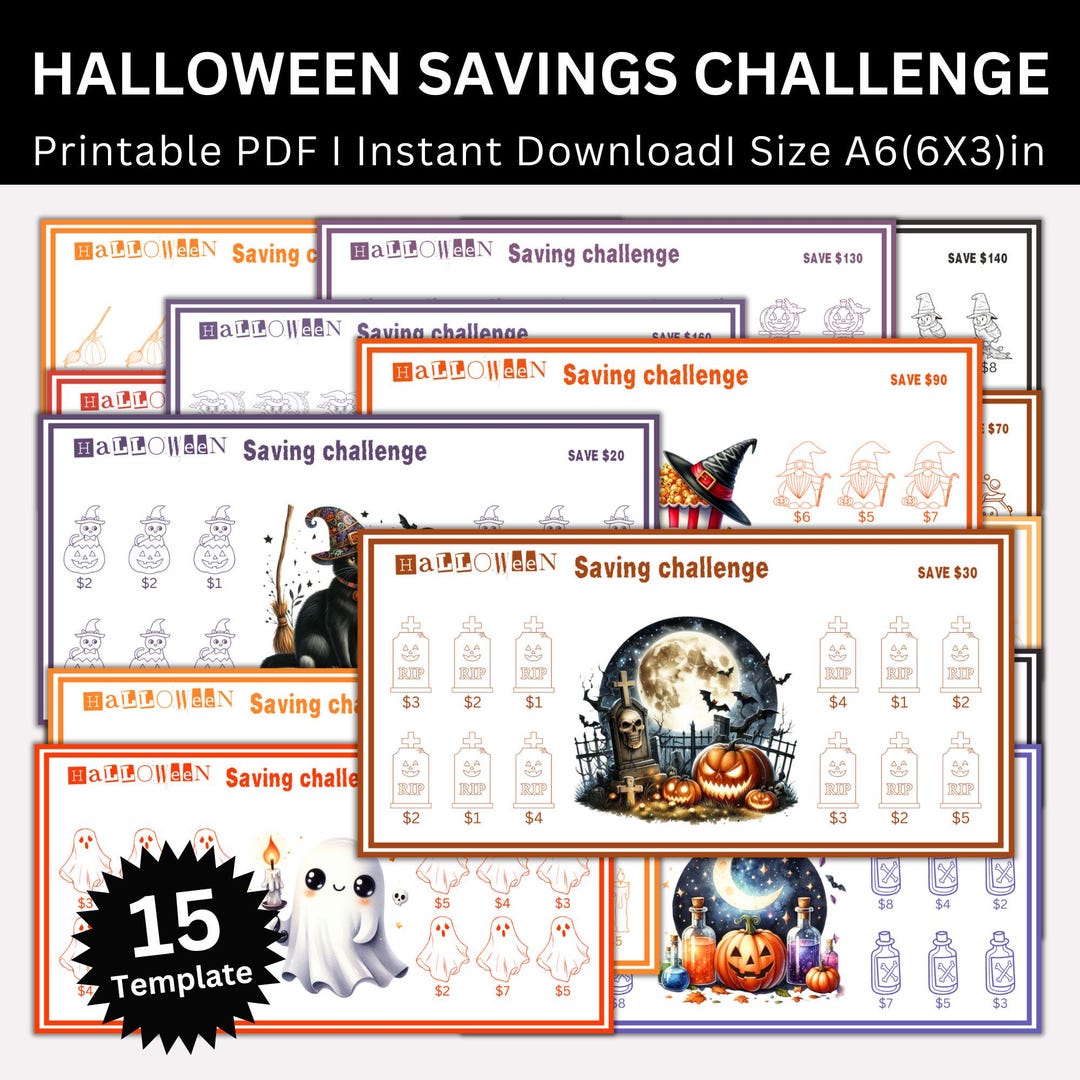 Halloween Savings Challenge Printable Bundle, Low Income Spooky Saving ...