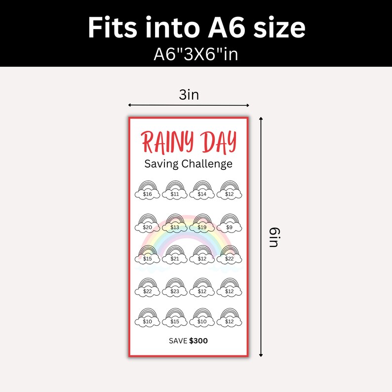 Rainy Day Savings Challenge Printable Bundle, Rain Day Funds Mini A6 ...