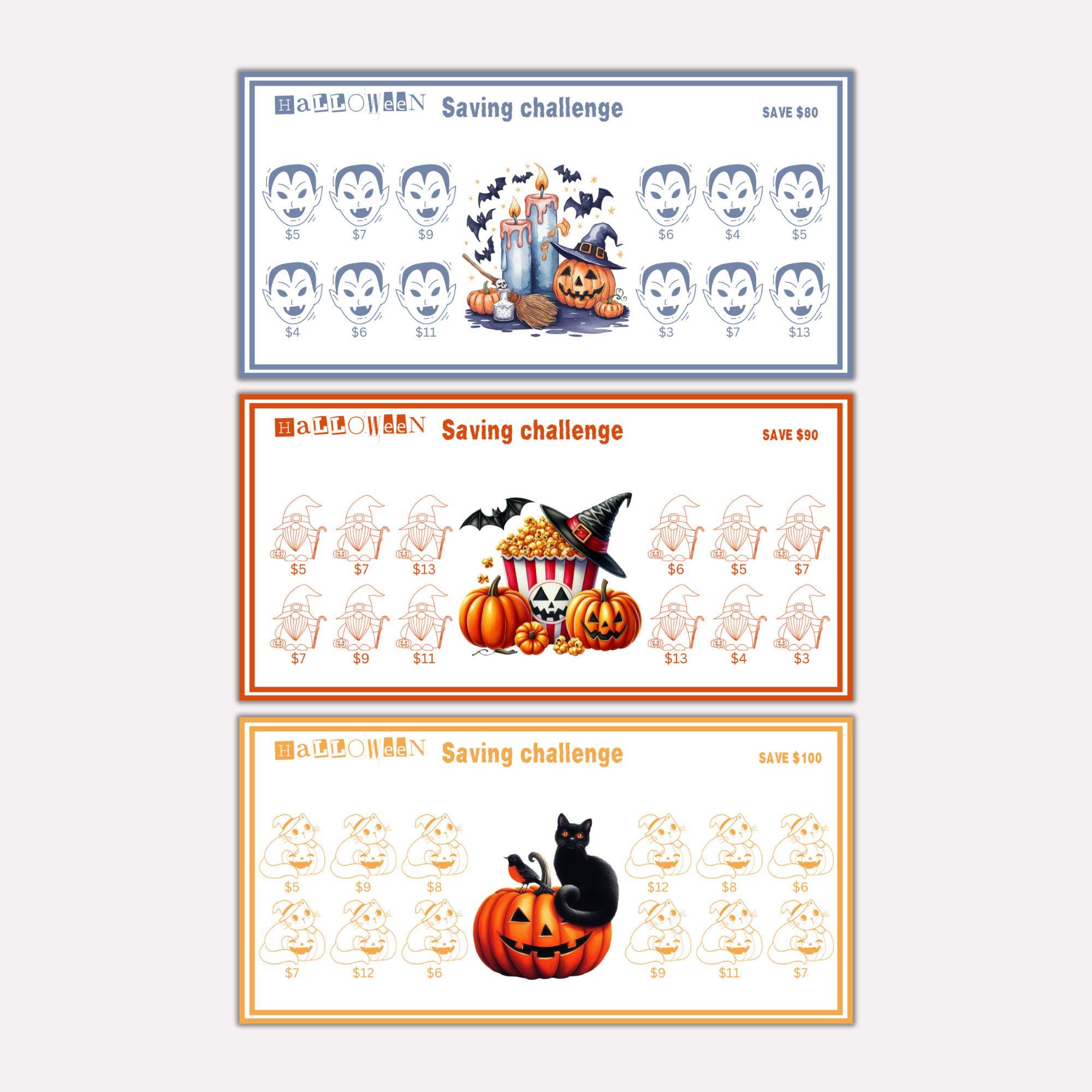Halloween Savings Challenge Printable Bundle, Low Income Spooky Saving ...