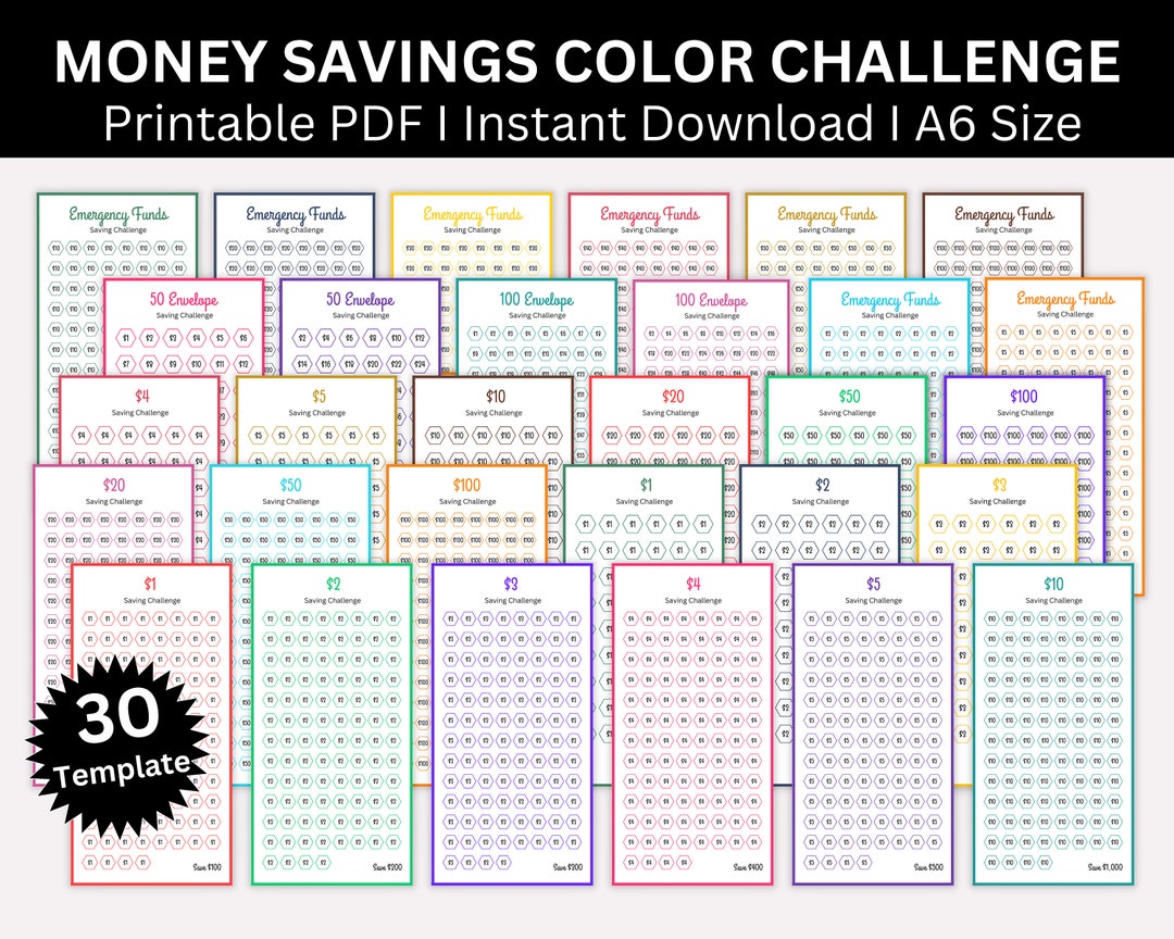 Money Savings Challenge Tracker Printable, Savings Challenges Printable ...