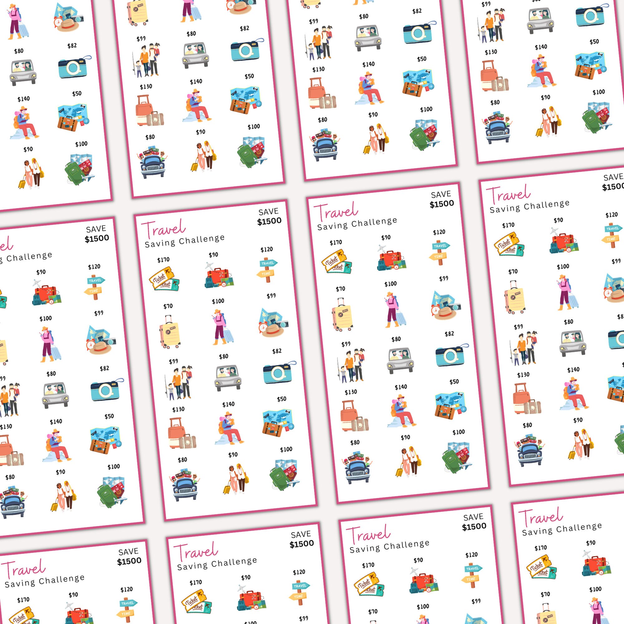 Travel Savings Challenge Printable, Vacation Savings Challenge, Money ...