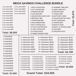 Mega Savings Challenge Printable Bundle, Mini A6 Christmas Saving Challenges, Food Saving ...