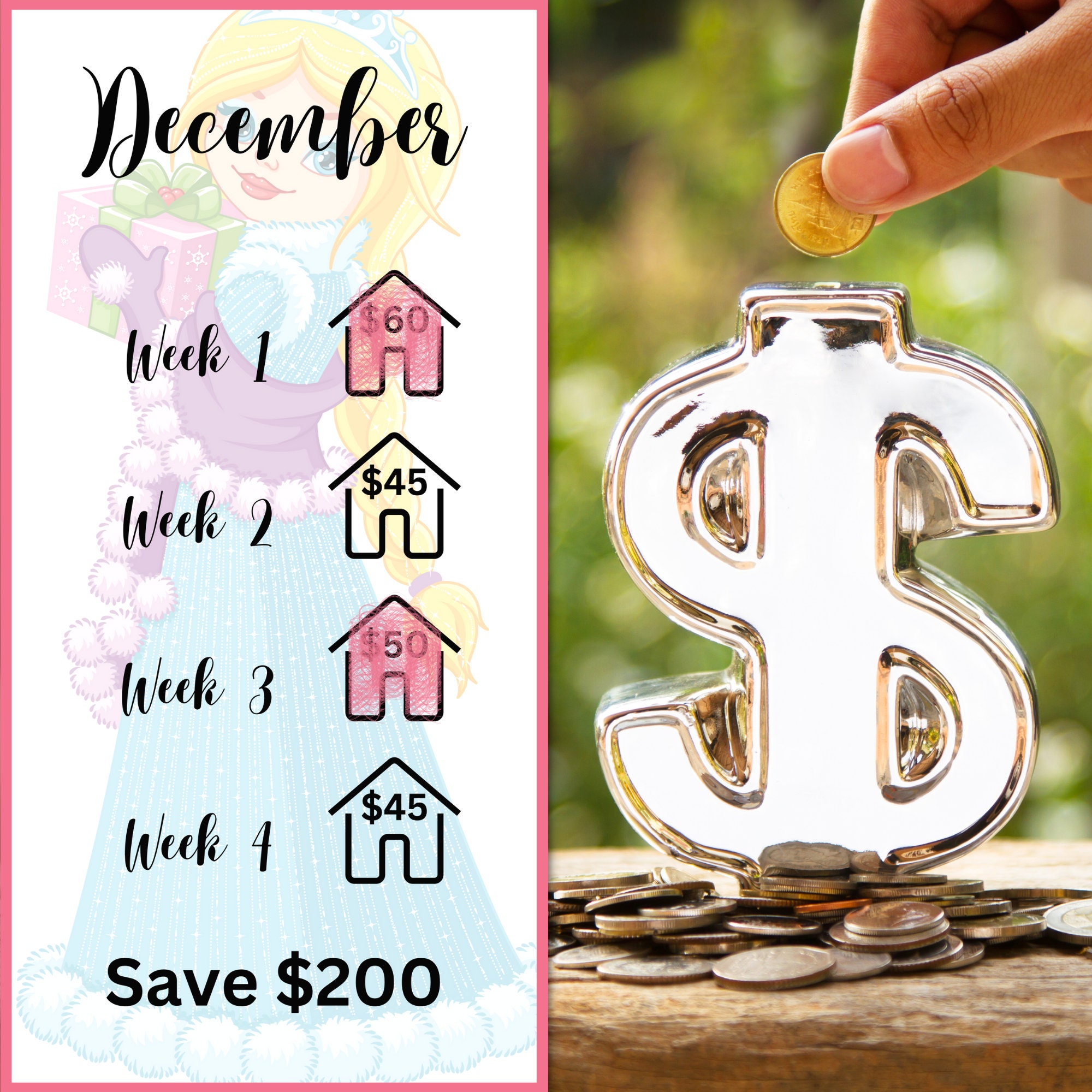 Low Income Savings Challenge Printable, Monthly Saving Challenges, Mini ...