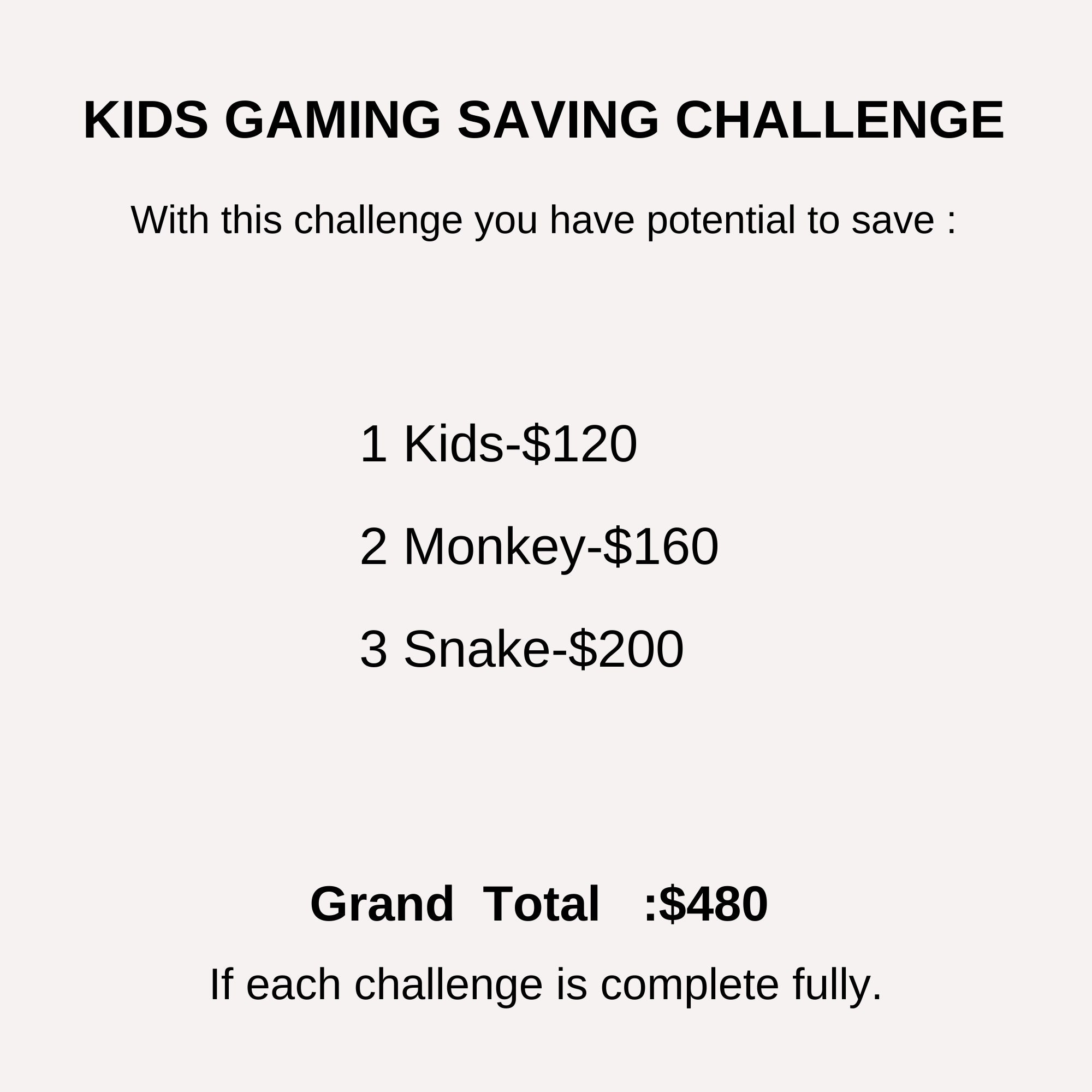 Savings Gaming Challenge Printable, A5 Saving Challenges for Kids ...
