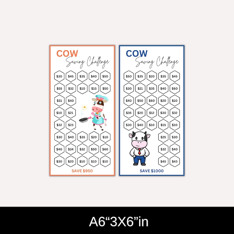 Cow Savings Challenge, Money Saving Challenge, Savings Tracker ...