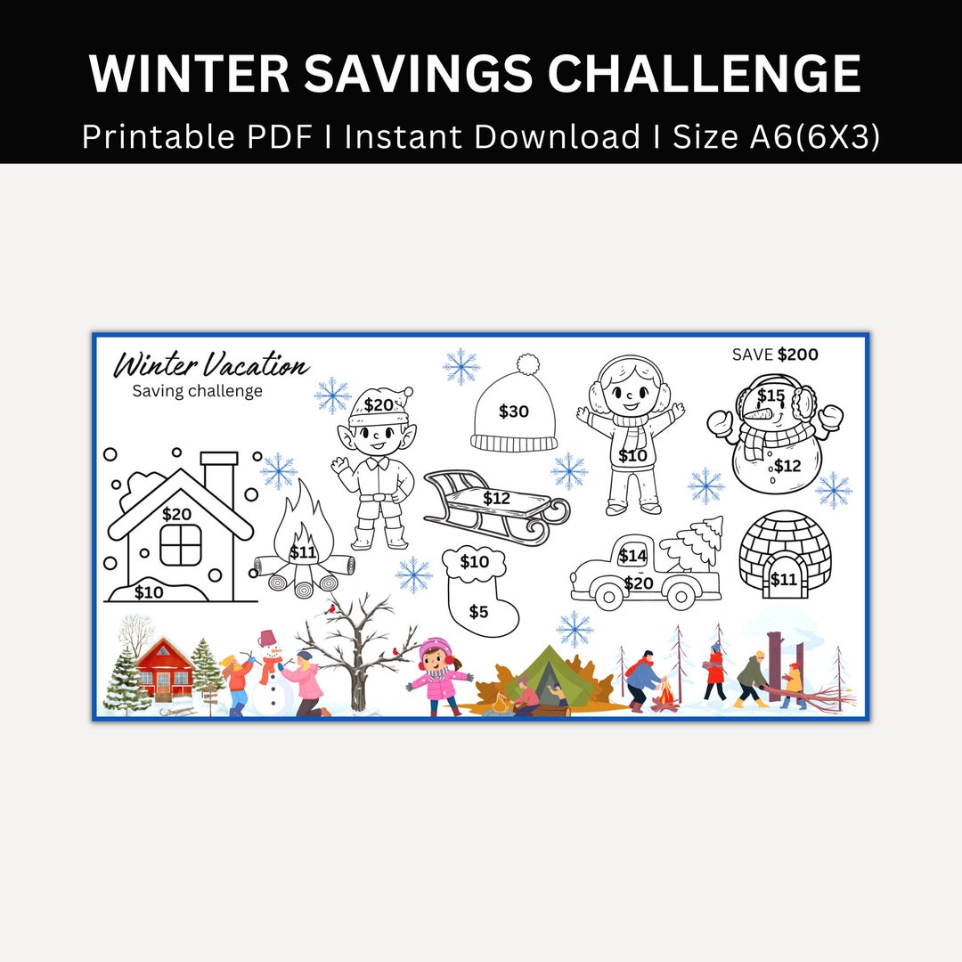 Winter Vacation Savings Challenge Printable, Winters Vacation Money ...