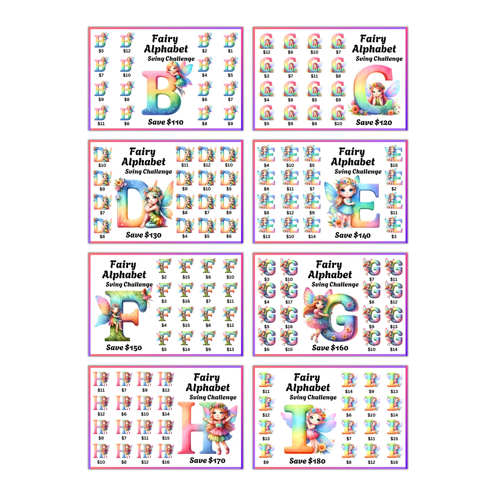 Fairy Alphabet Savings Challenge Printable Bundle, Low Income Alphabets ...