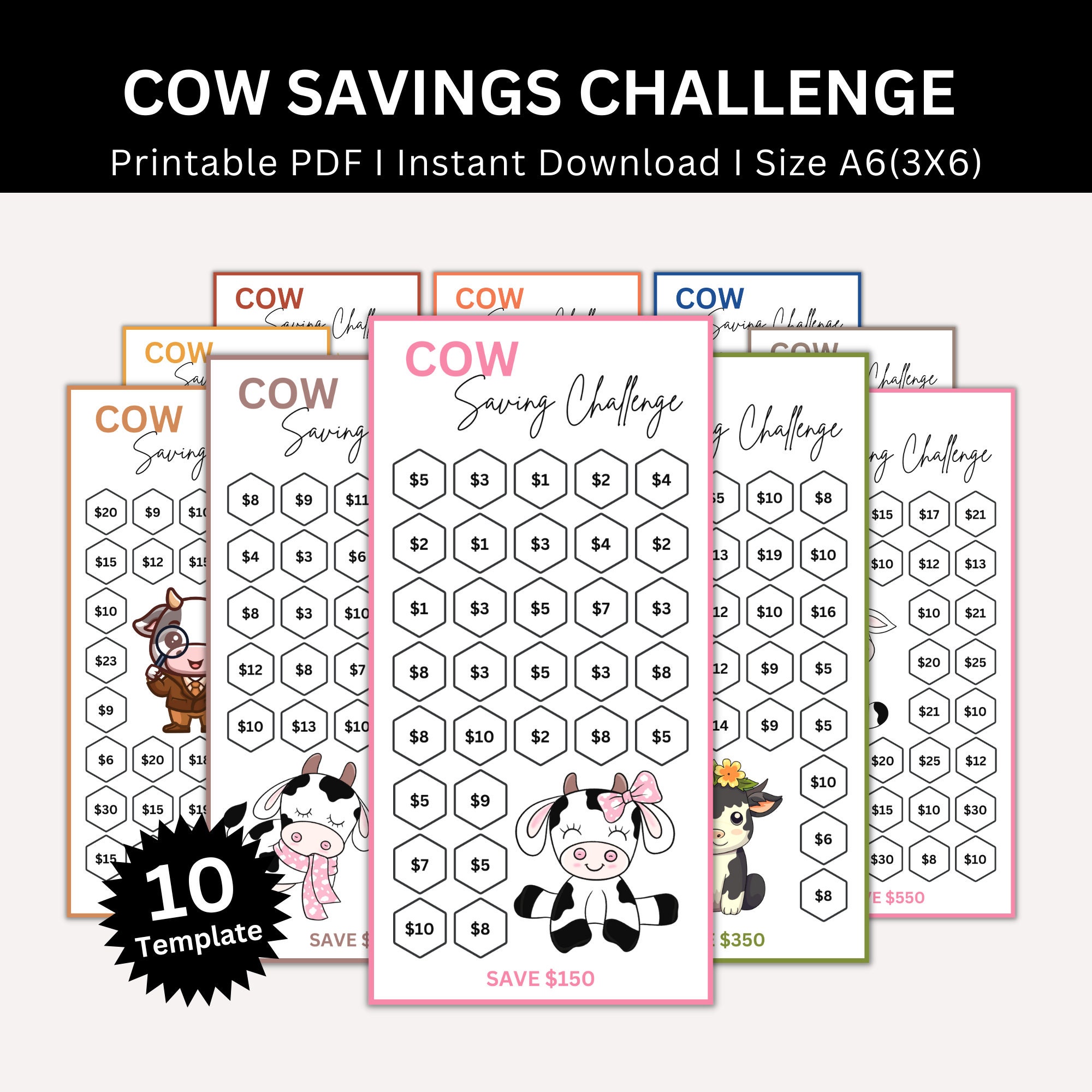 Cow Savings Challenge, Money Saving Challenge, Savings Tracker ...