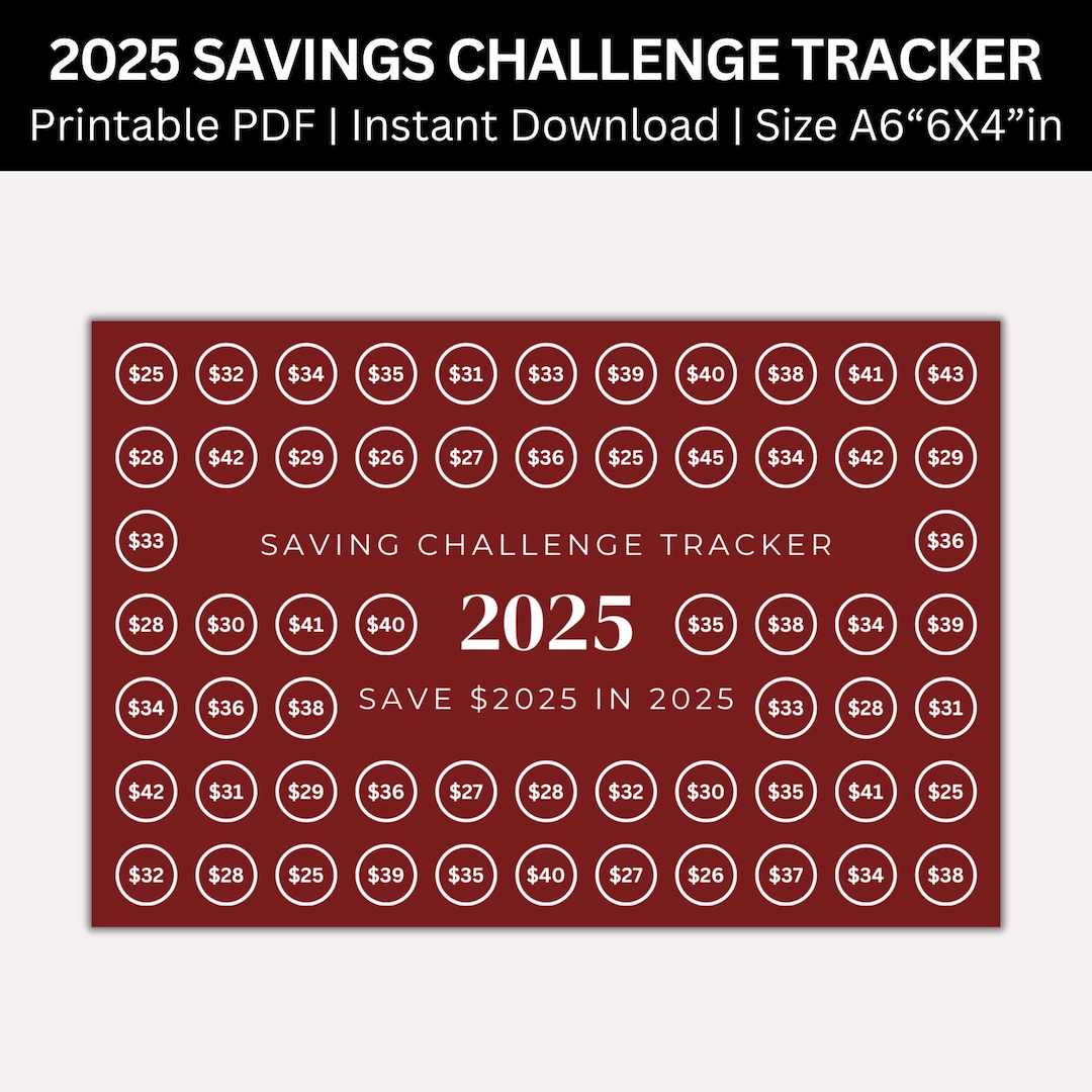 2025 Saving Challenge Printable, Save 2025 in 2025, 2025 Mini Money ...