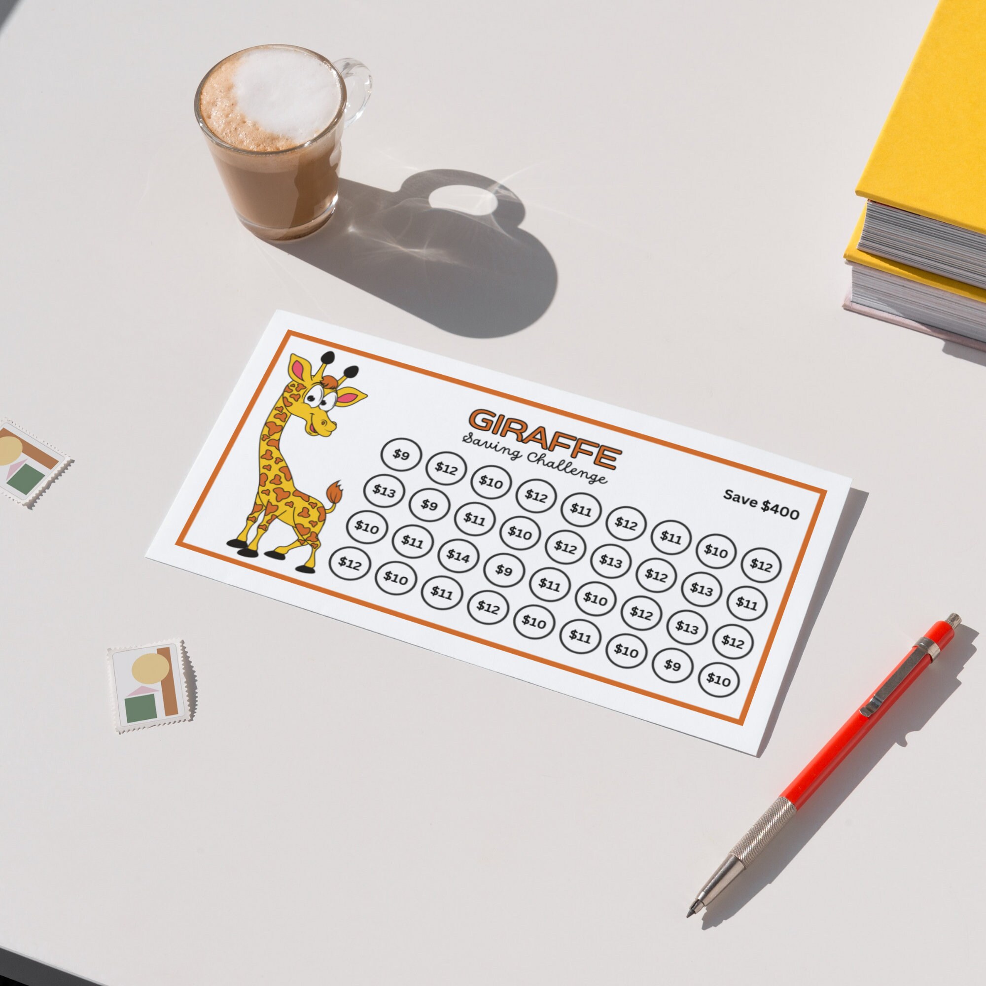 Giraffe Savings Challenge Printable, Animal Mini A6 Giraffe Saving ...