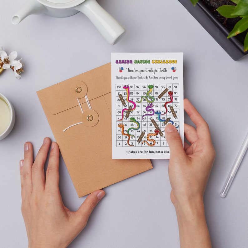 Snakes Game Board Savings Challenge Printable, A5 Saving Challenges ...