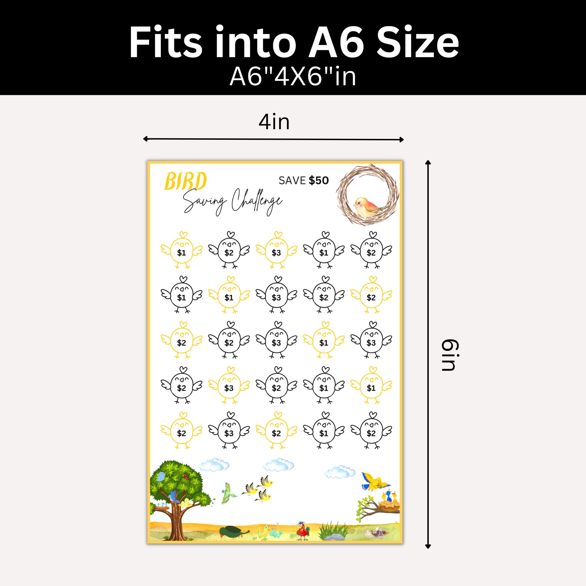 Savings Challenge Printable, Color Mini A6 Saving Challenge, Money ...