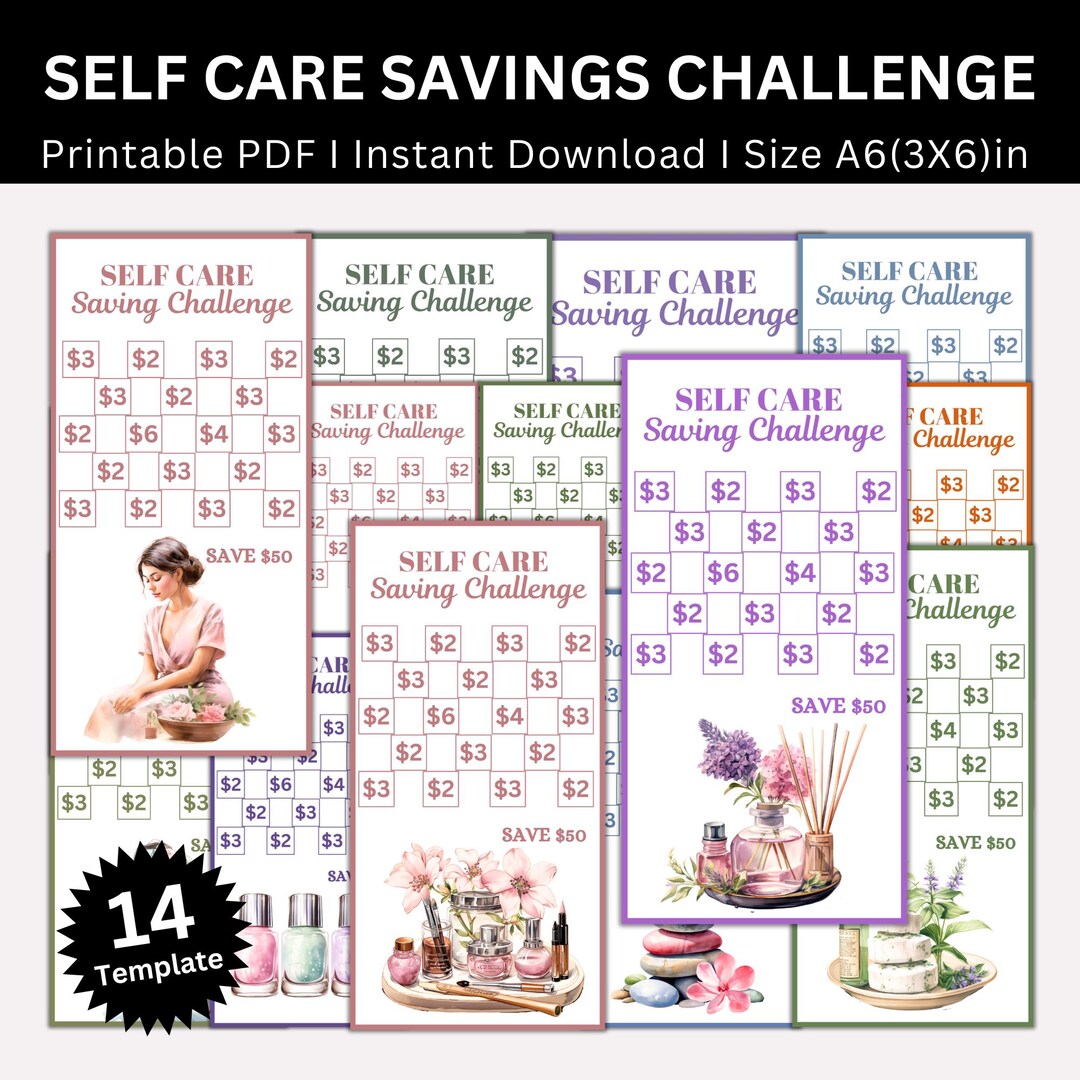 Self Care Savings Challenge Printable, Self Care Saving Challenges ...