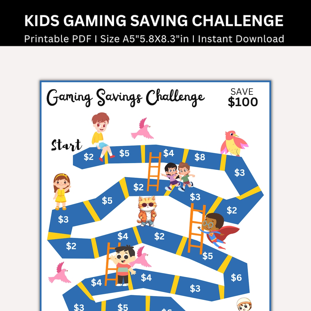 Kids Savings Game Board Challenge Printable, A5 Mini Saving Challenges ...