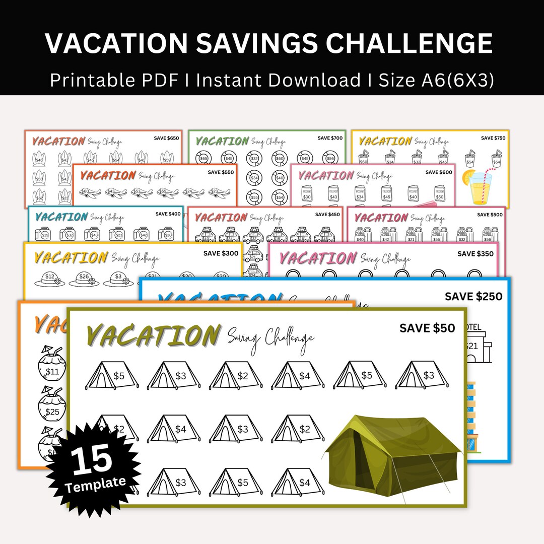 Vacation Savings Challenge Printable, Travel Saving Challenge, Family ...