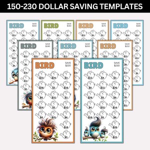 Birds Savings Challenge Printable Bundle, Mini A6 Low Income Bird ...