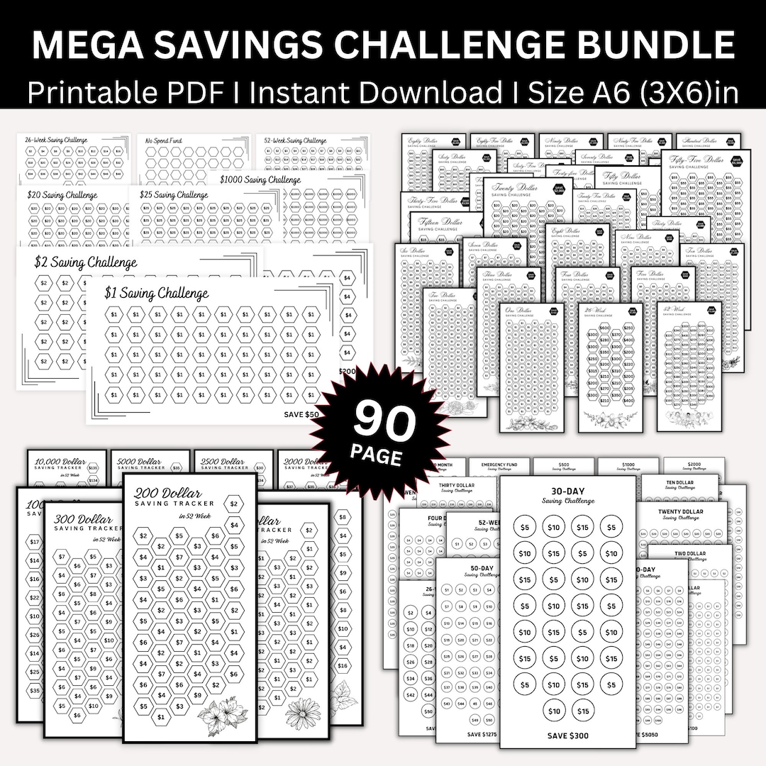 Ultimate Savings Challenge Mega Bundle Printable, A6 Mini Saving ...