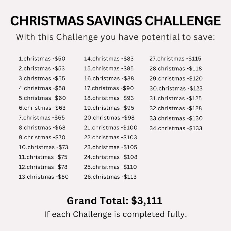 Christmas Savings Challenge Printable Bundle, Mini A6 Christmas Saving ...