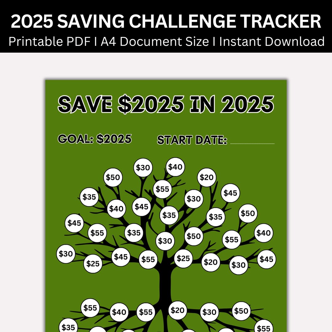 2025 Saving Challenge Printable, Save 2025 in 2025, 2025 Mini Money ...