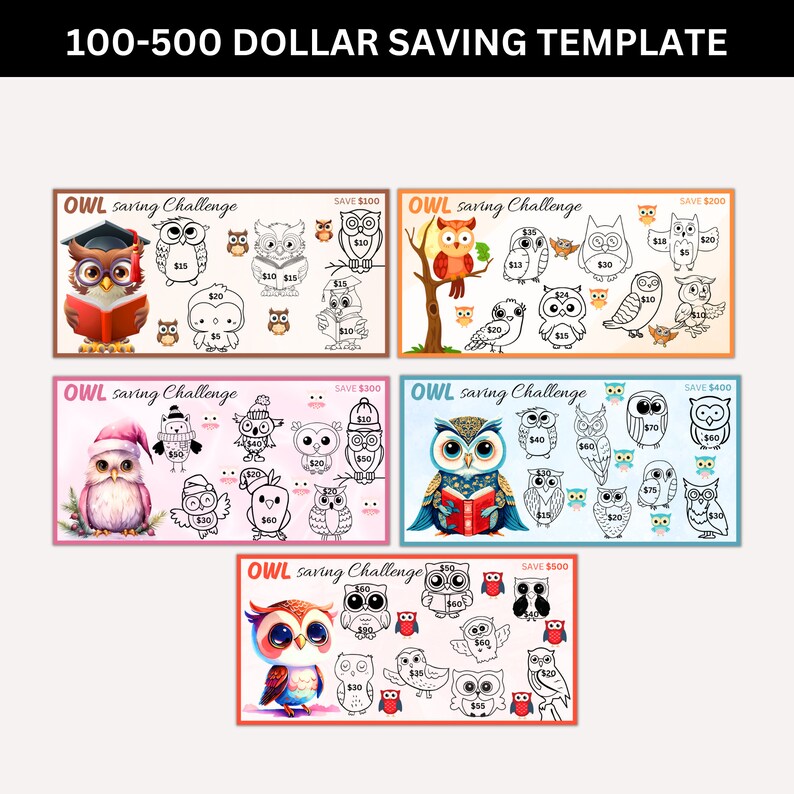 Ultimate Mega Owl Mini Savings Challenge Printable Bundle, Owl Money ...