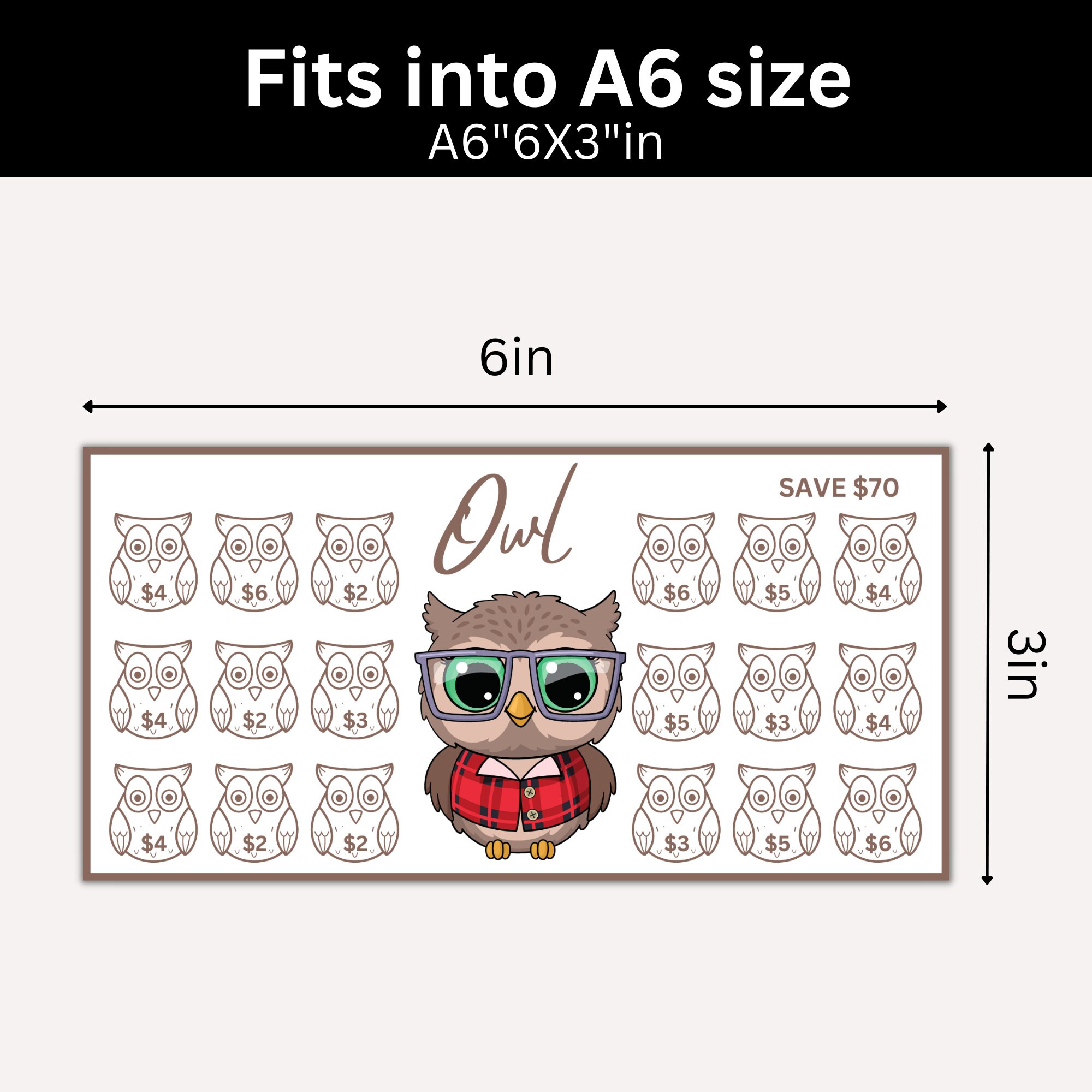 Owl Savings Challenge Printable, A6 Mini Owl Saving Challenge, Money ...