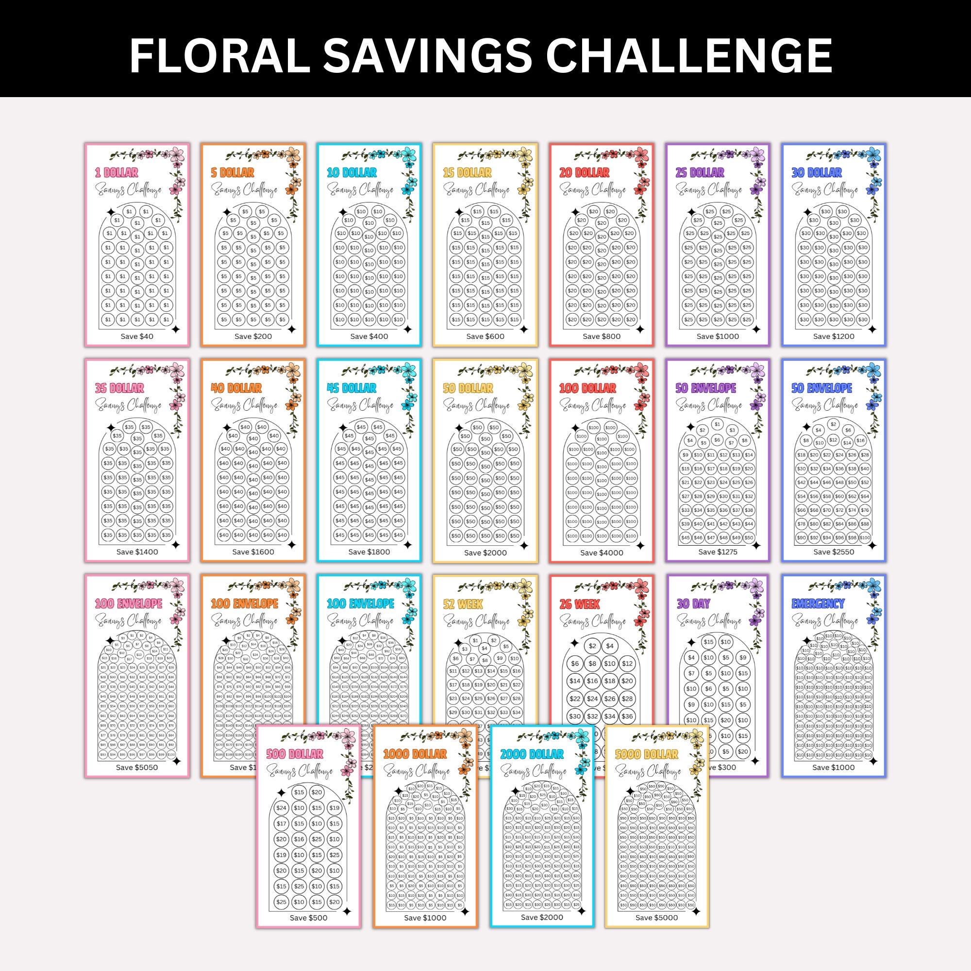 Ultimate Savings Challenge Printable Bundle, A6 Mini Cute Girl Saving ...