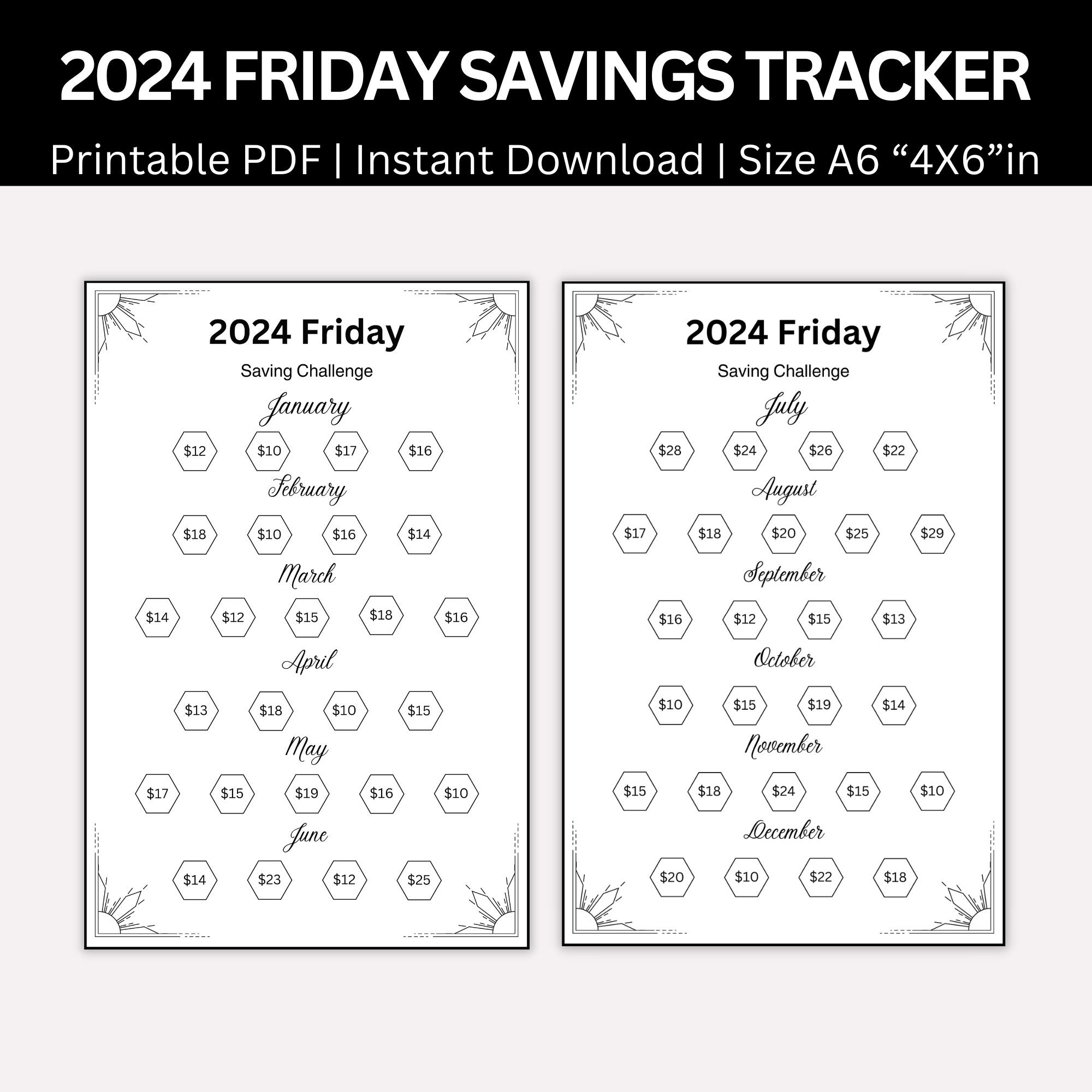 2024 Friday Saving Challenge Printable, Every Fridays Savings Challenge ...