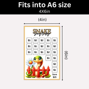 Snake Savings Challenge Printable Bundle, Mini A6 Snake Low Income ...