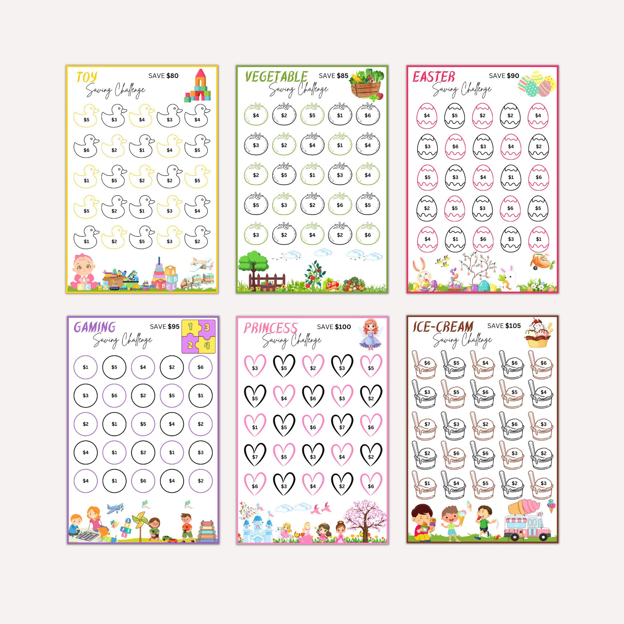 Savings Challenge Printable, Color Mini A6 Saving Challenge, Money ...