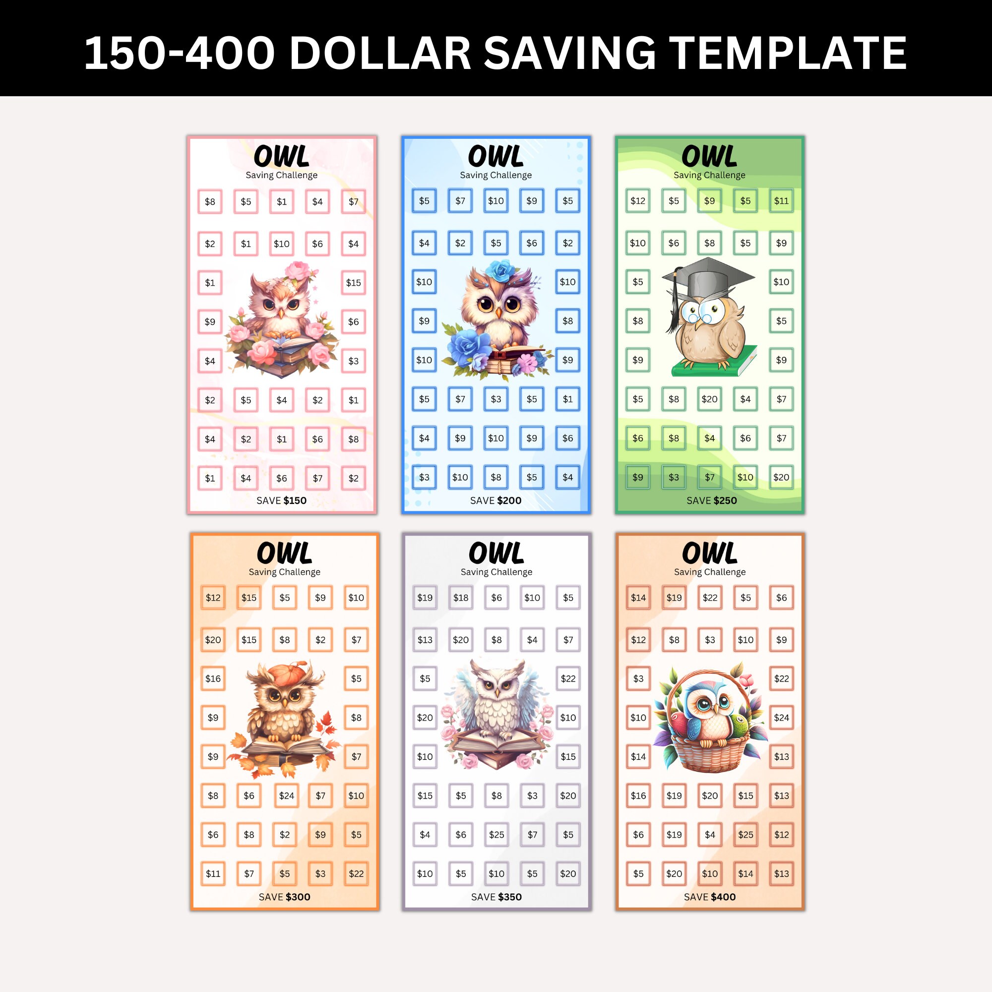Ultimate Mega Owl Mini Savings Challenge Printable Bundle, Owl Money ...