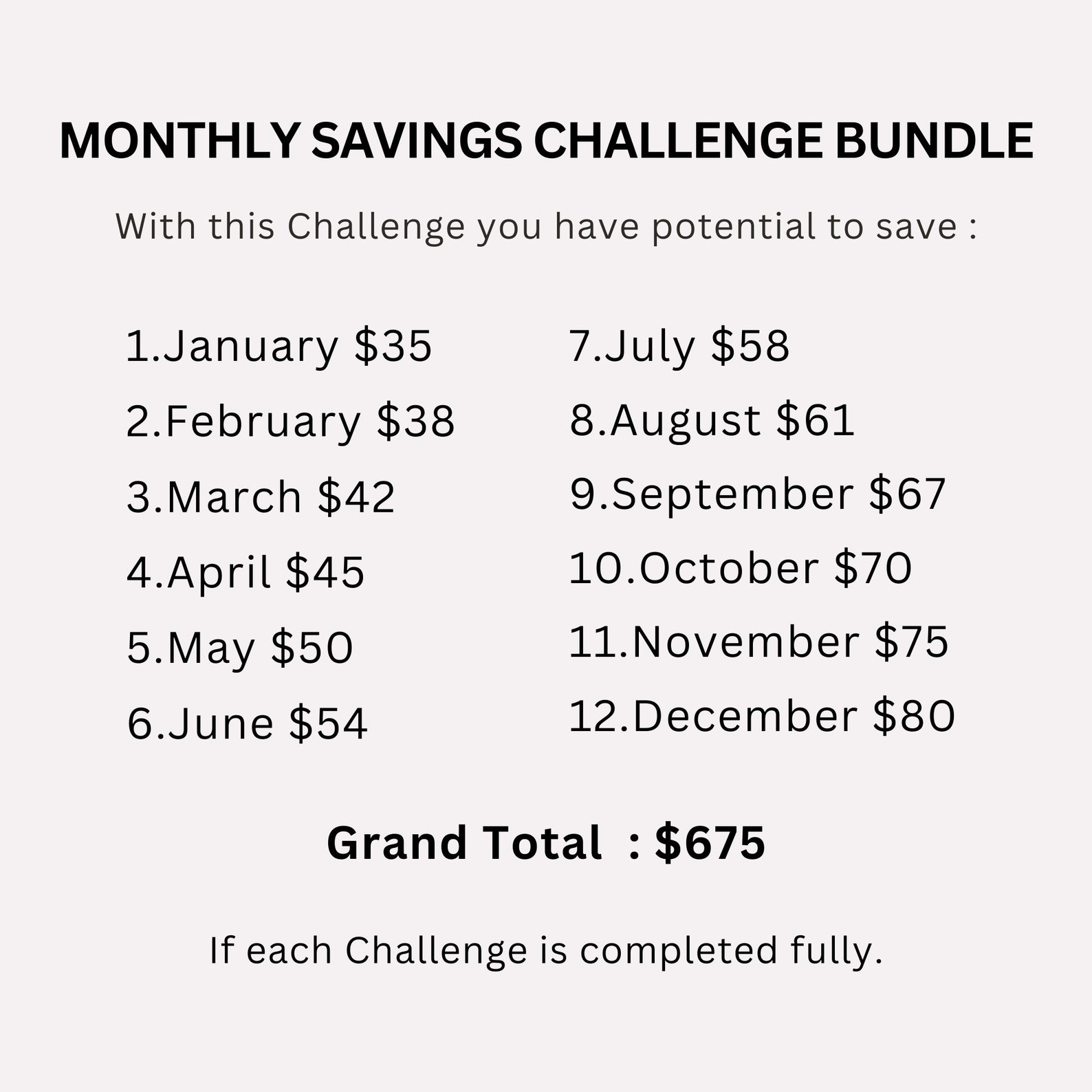 Monthly Savings Challenge, 12 Month Savings Challenge, A6 Saving ...