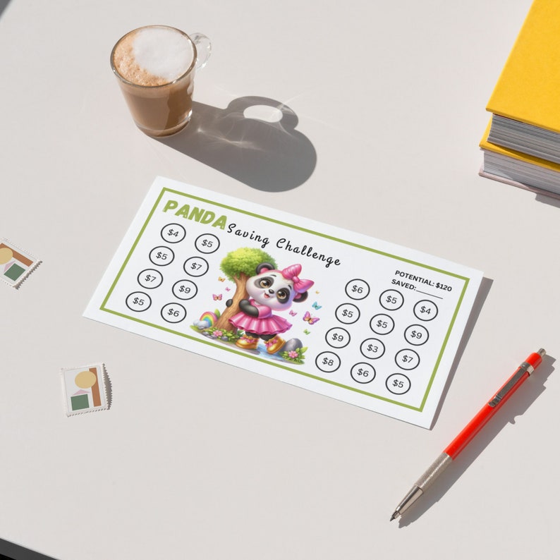 Mini Panda Savings Challenge Printable, Panda Saving Challenges Tracker ...