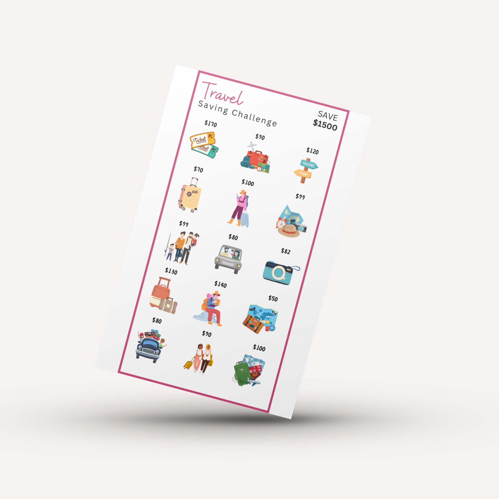 Travel Savings Challenge Printable, Vacation Savings Challenge, Money ...