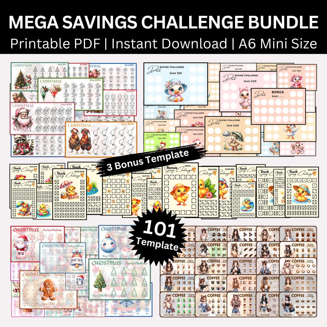 Mega Savings Challenge Printable Bundle, Christmas Saving Challenges ...