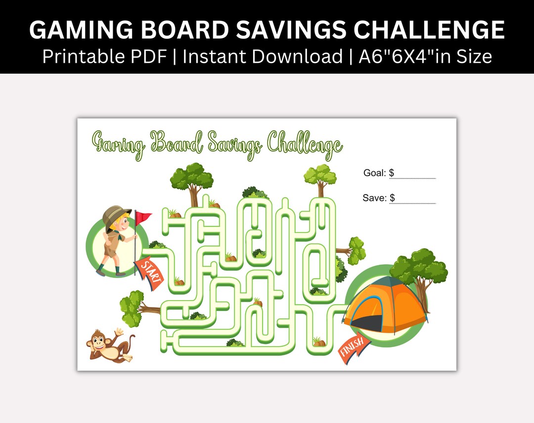 Gaming Board Savings Challenge Printable, A6 Mini Saving Challenges ...