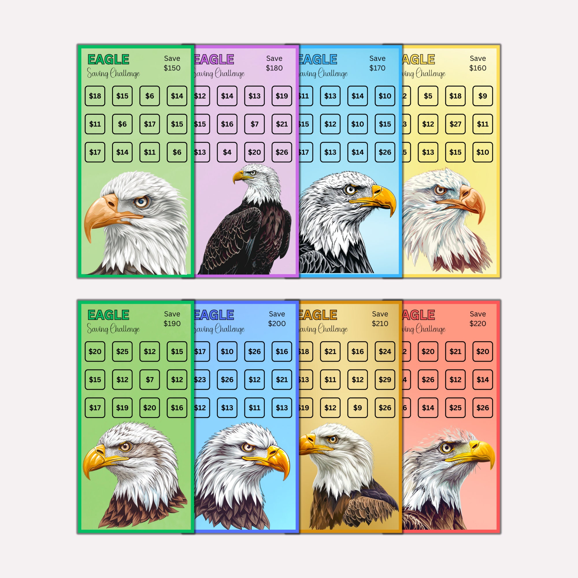 Eagle Savings Challenge Printable, Mini A6 Eagles Saving Challenge, A6 ...