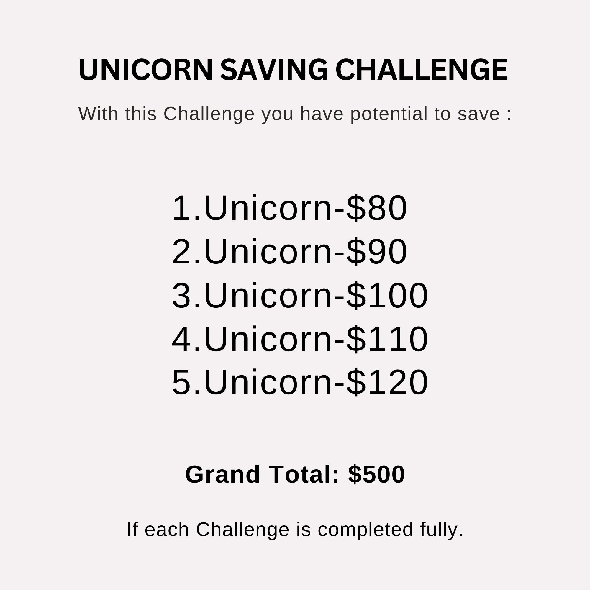 Mini Unicorn Savings Challenge Printable, A6 Mini Unicorn Saving ...