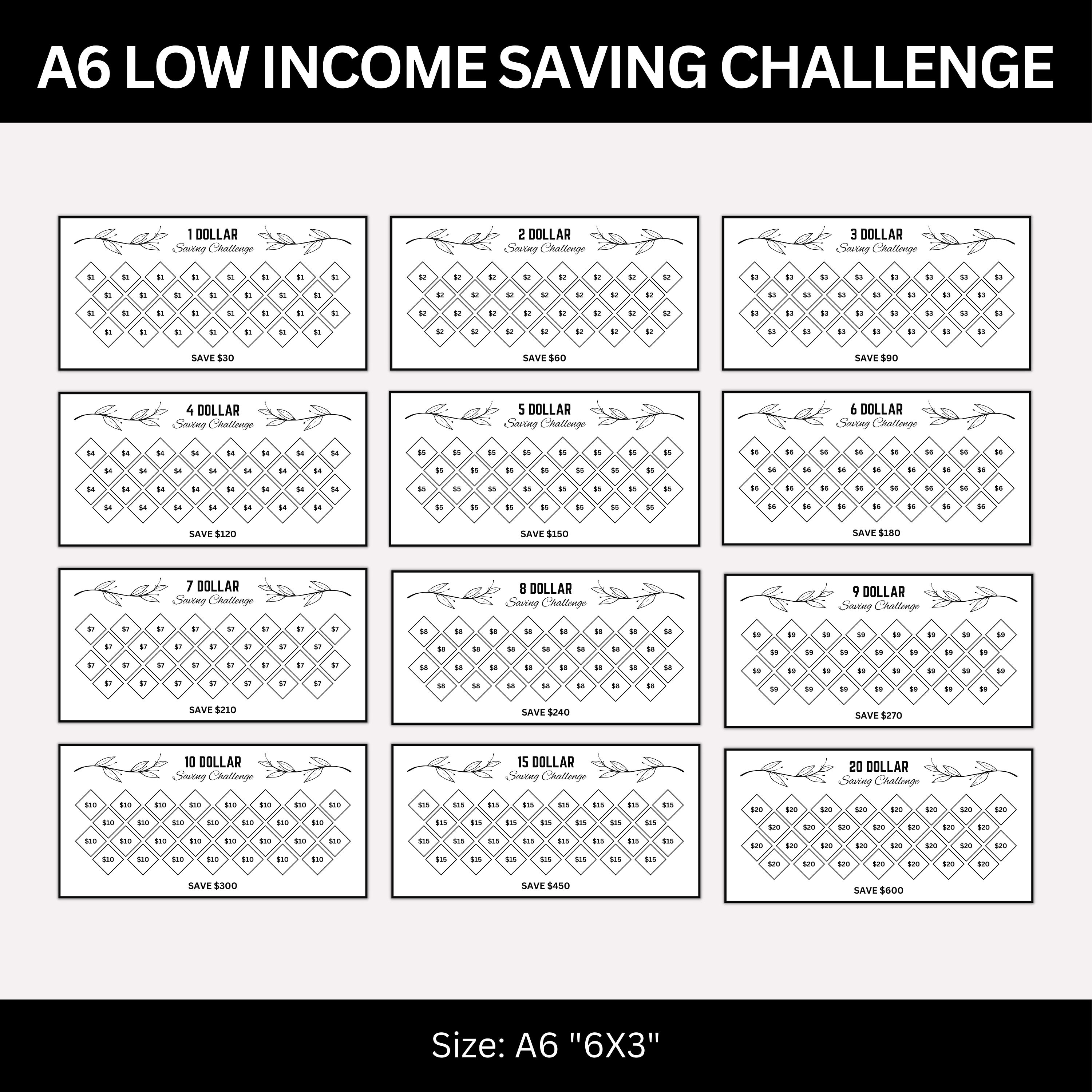 Low Income Saving Challenge Printable Mini A6 Saving - Etsy
